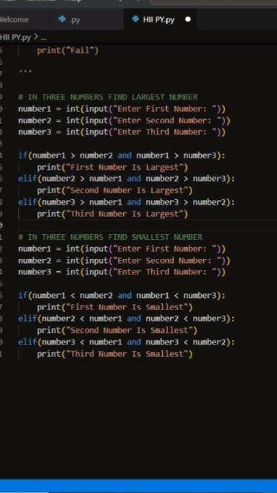 How To Find 🤔 Largest And Smallest Number || In Python 🐍 ||Part -2||#shortsviral #coding # ...