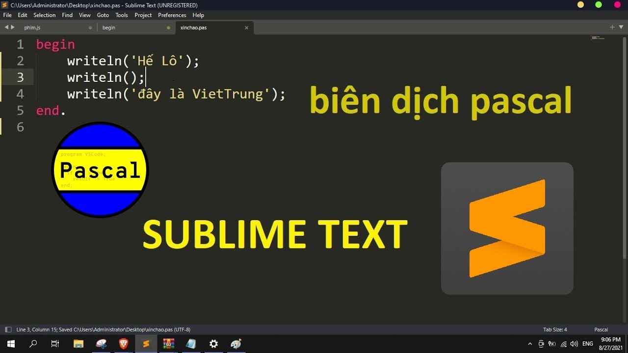[Pascal] Hướng dẫn chạy Pascal bằng Sublime Text | Pascal cơ bản - YouTube