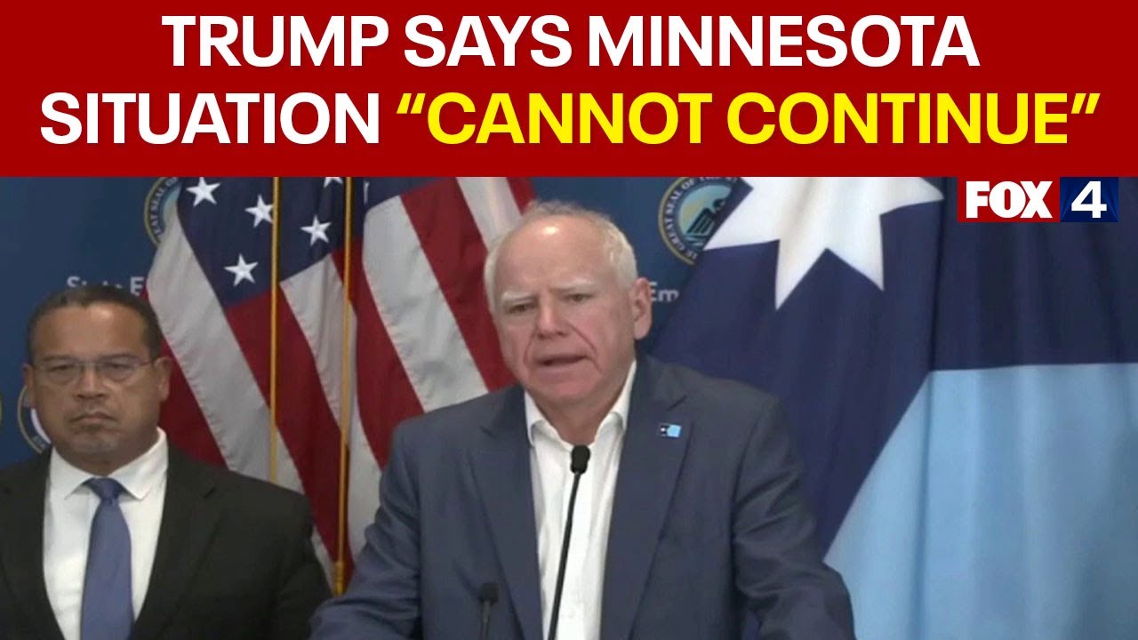 Trump says "current situation cannot continue" in Minnesota - YouTube