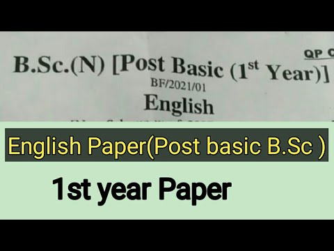 english paper : post basic bsc nursing first year - YouTube