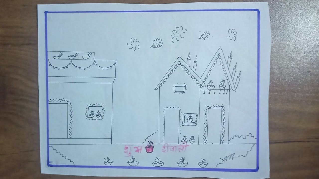 How to draw Happy Diwali Home 🏠 services Easy Drawing|| Sample Home Drawing| # ...