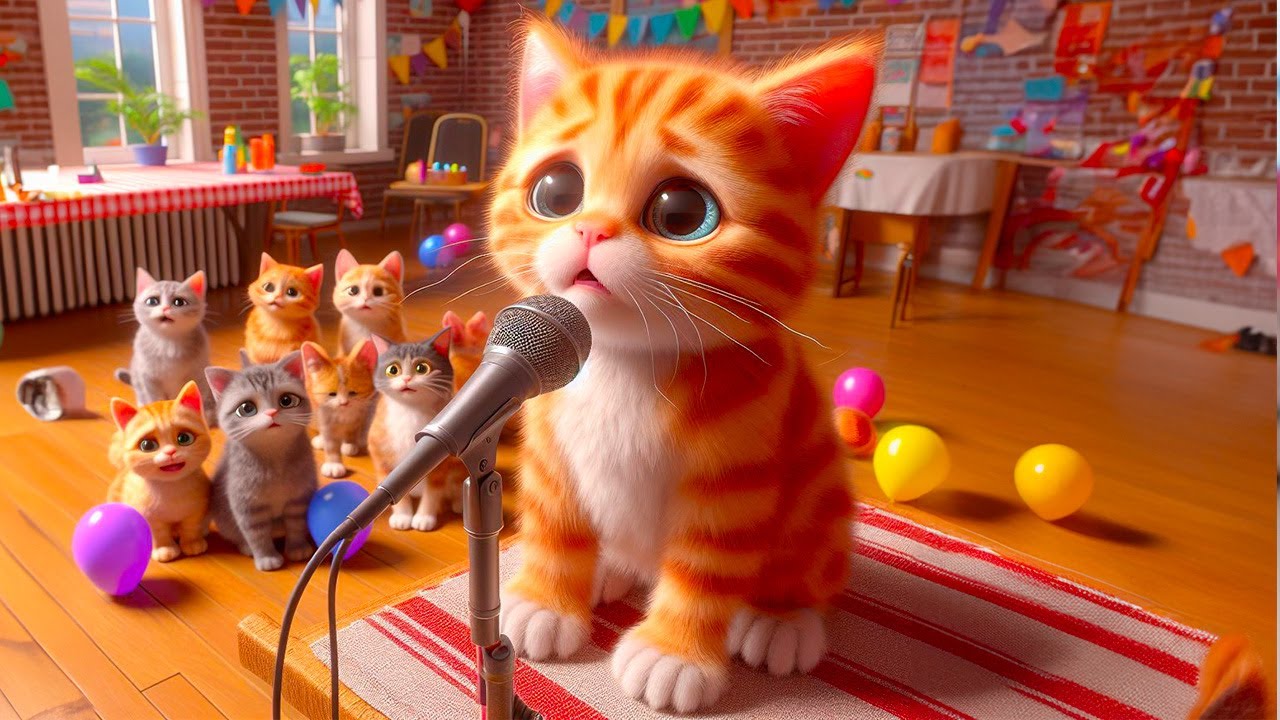 Out-of-tune Bullied Sad Kitten Singer becomes a Superstar Cat 😿😻#cat ...