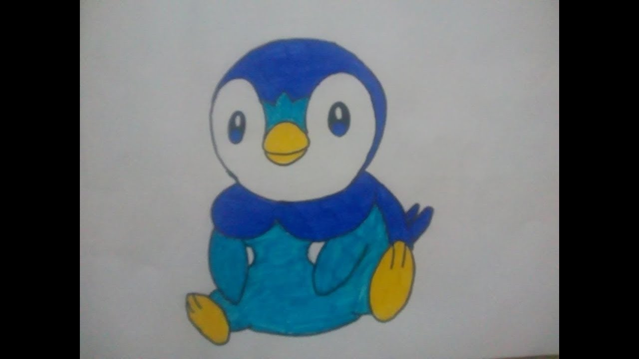 Pokemon-PIPLUP outline and colouring - YouTube
