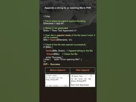 Append Text in File #php #viral - YouTube