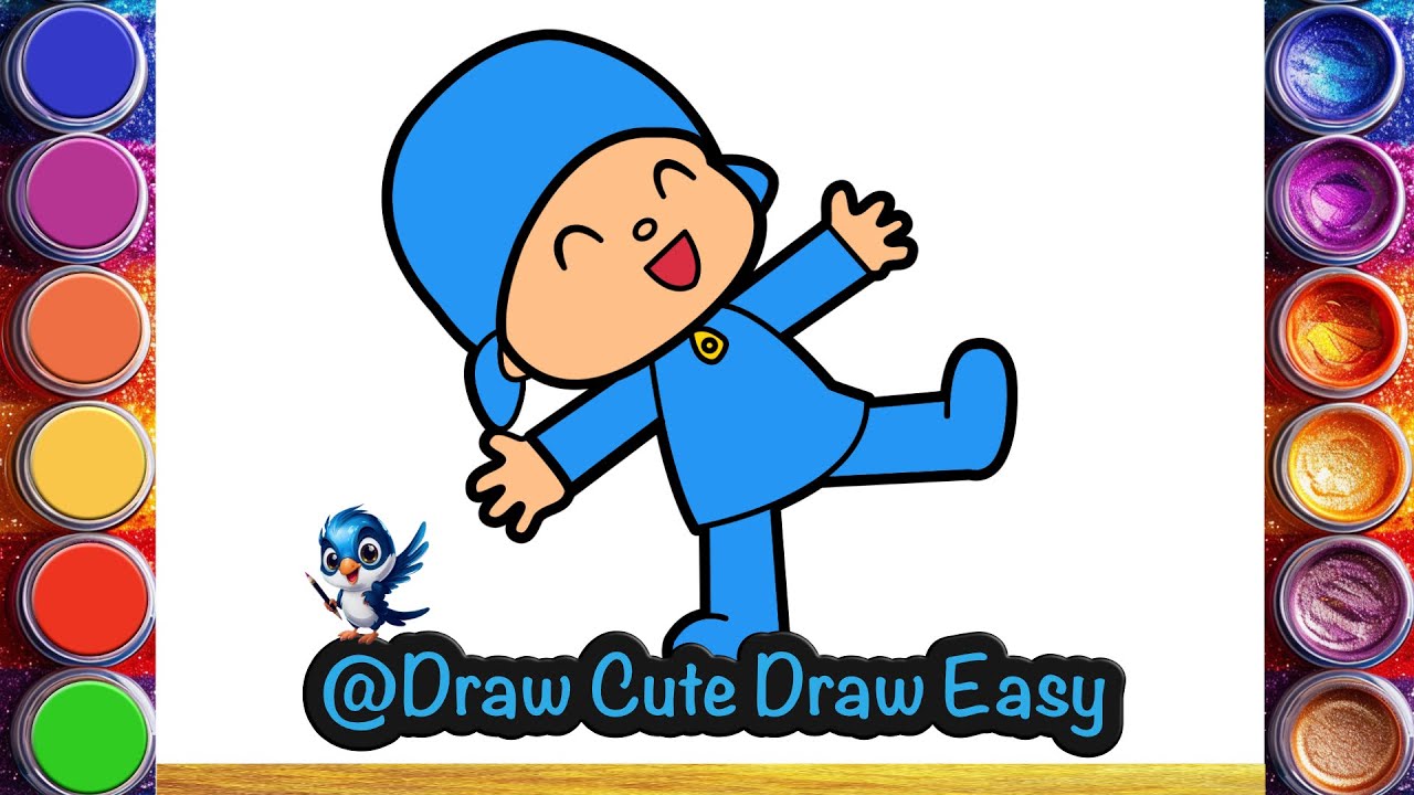 How to draw pocoyo ️💙🌈| step-by-step pocoyodrawing| kidsart|Drawing ...