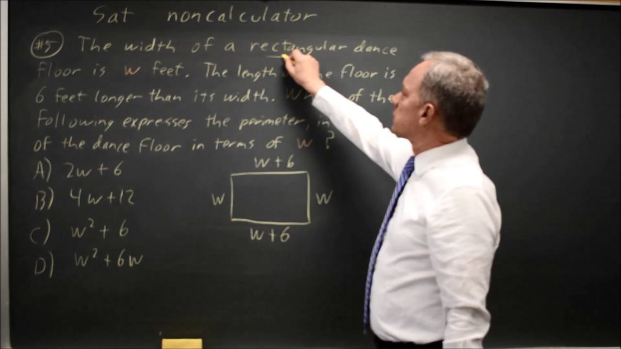 SAT Test 8: Dance floor perimeter - question #3-5 - YouTube