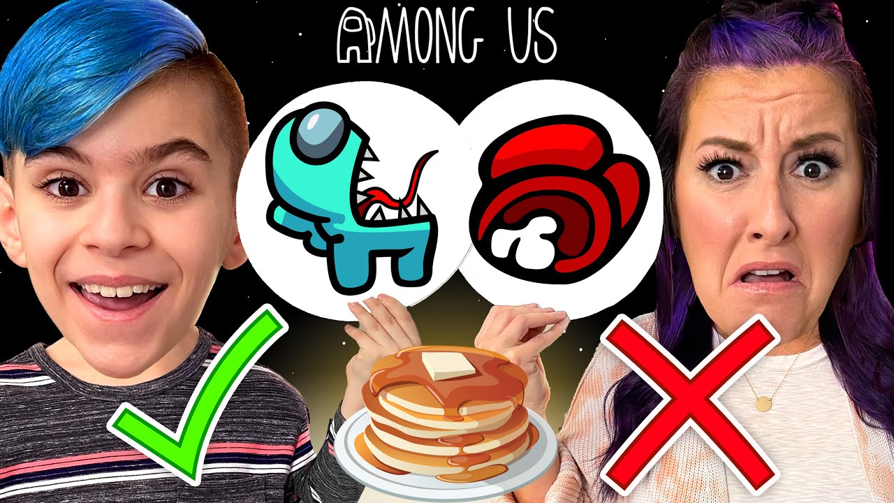 AMONG US PANCAKE ART CHALLENGE!! Funhouse Family - YouTube
