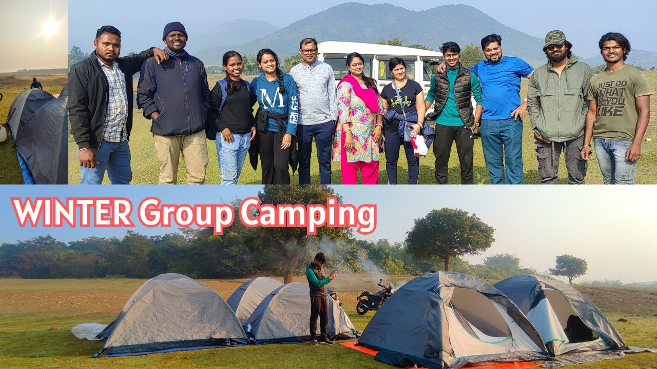 Group Camping At Mountains Side In Winter || In The Awesome Night And ...