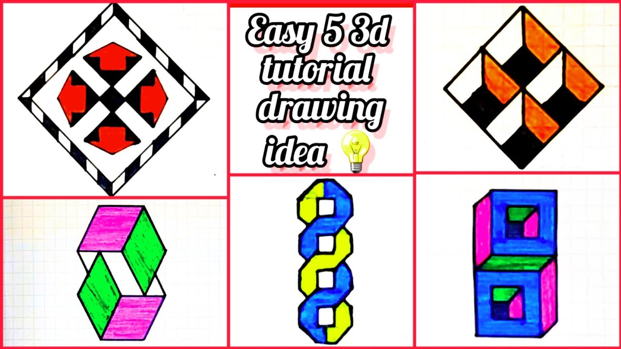 5 3d illusion tutorial drawing || Easy and simple 3d drawing - YouTube