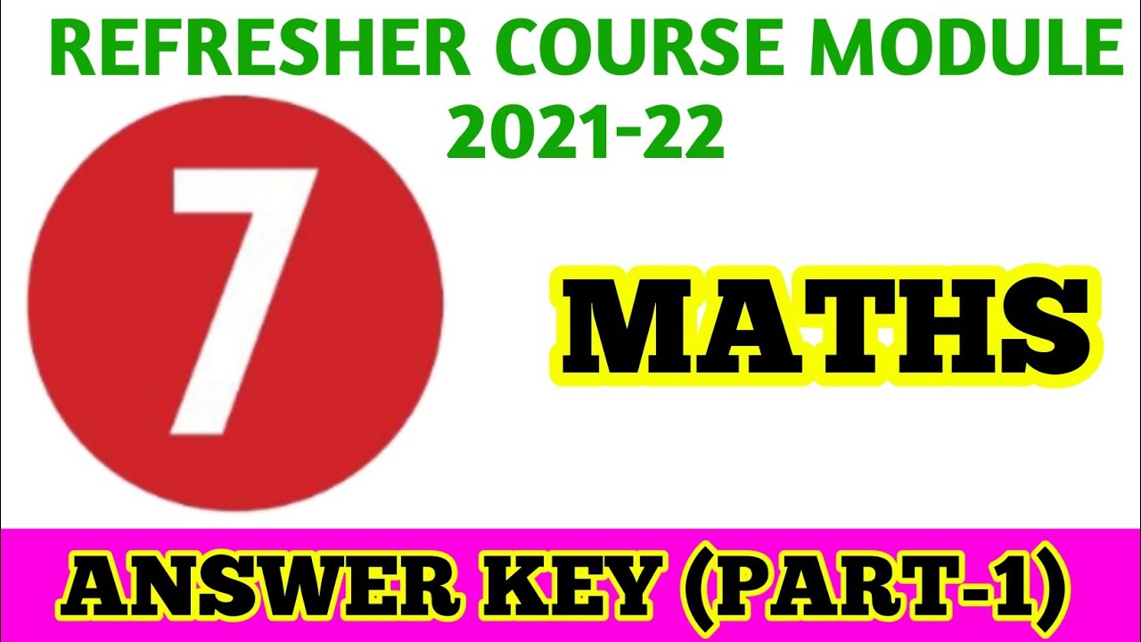 7th Standard Mathematics Refresher Course Module Answer key - YouTube
