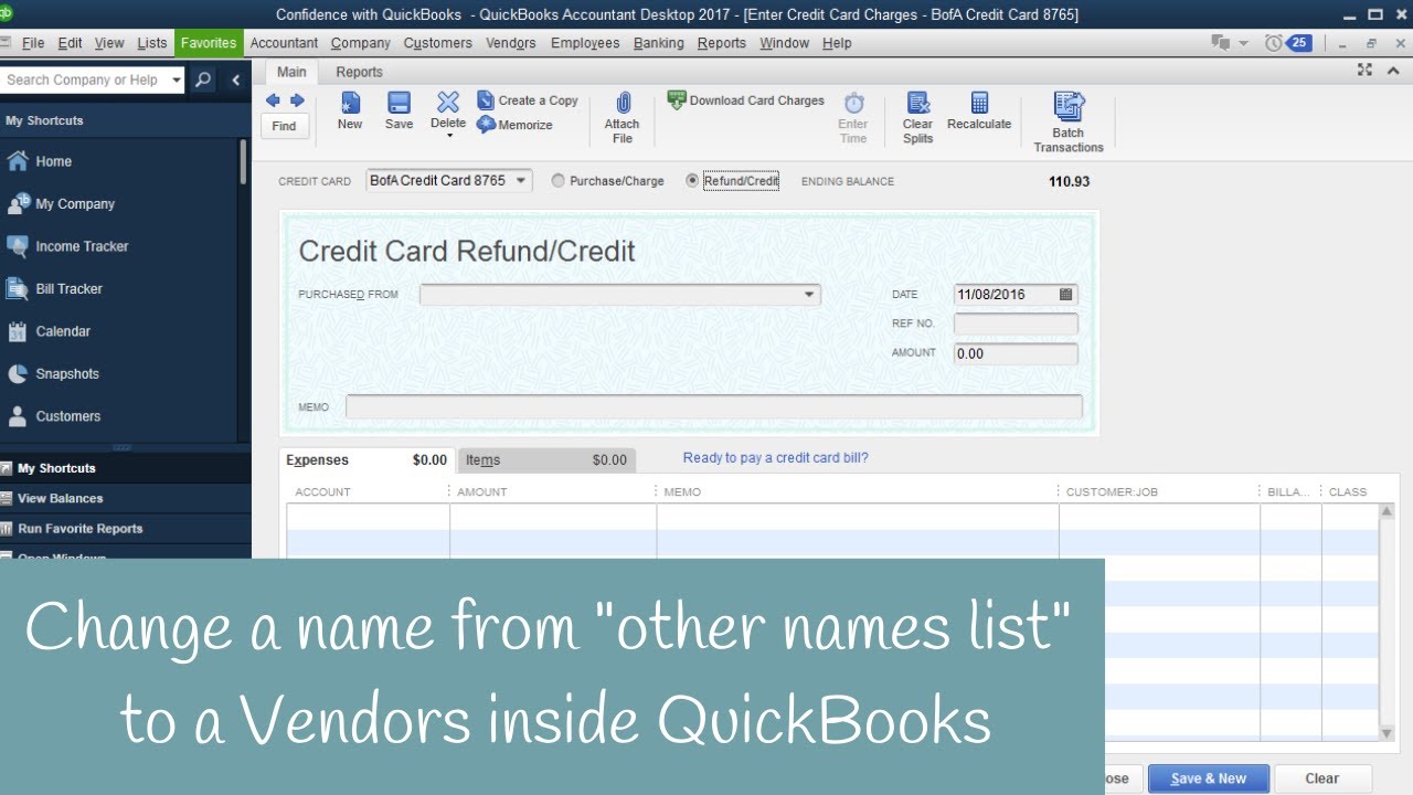 Change A Name From other Names List To A Vendors Inside QuickBooks Change A Name From other Names List To A Vendors Inside QuickBooks