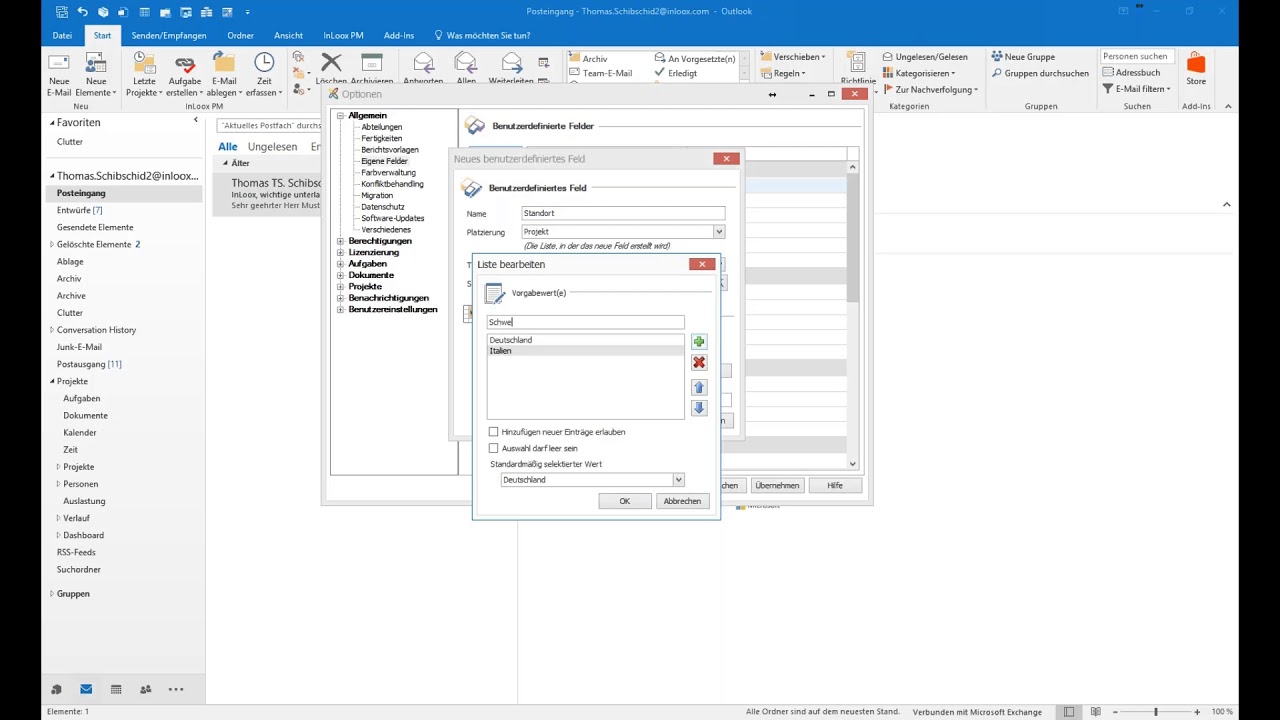 Video-Tutorial: Anlegen von eigenen Feldern in InLoox 10 für Outlook - YouTube