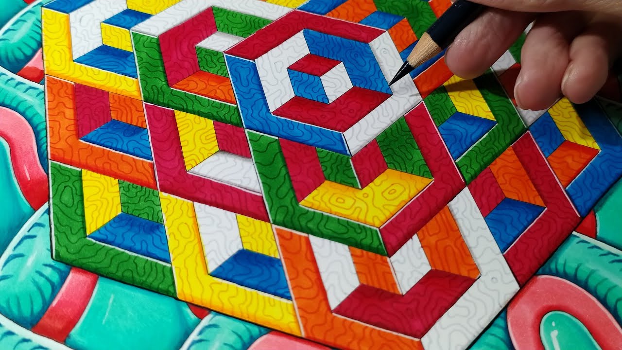 Psychedelic Geometric Drawing ( Trippy Art Timelapse ) - YouTube