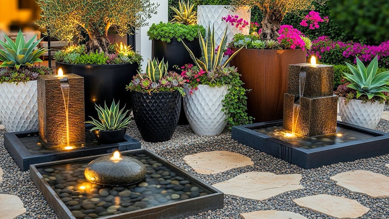 Luxury Container Oasis Concepts — Sculpted Pots, Mini Water Features ...