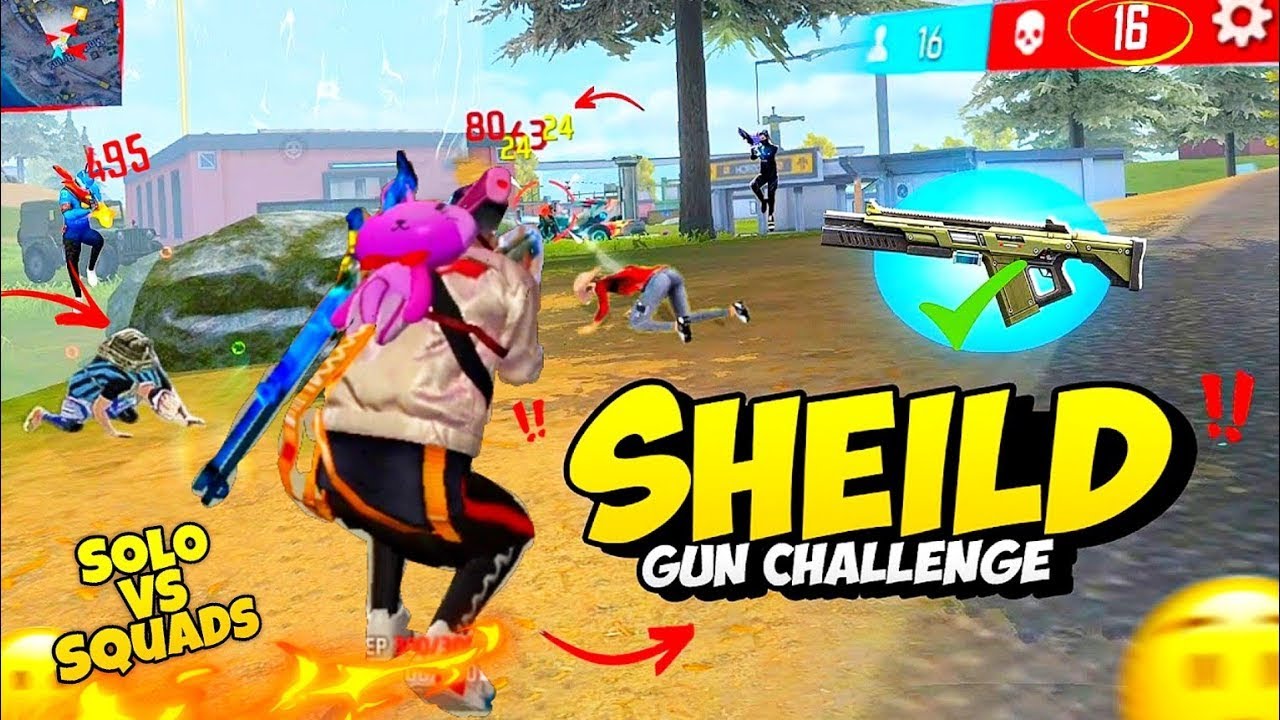 //Solo vs squad gameplay with shild gun//Power of shield gun//free fire ...