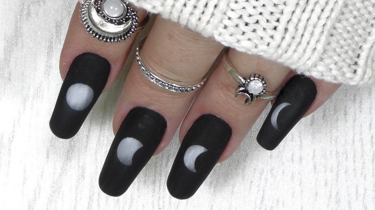 Moon Phase Nail Art - YouTube