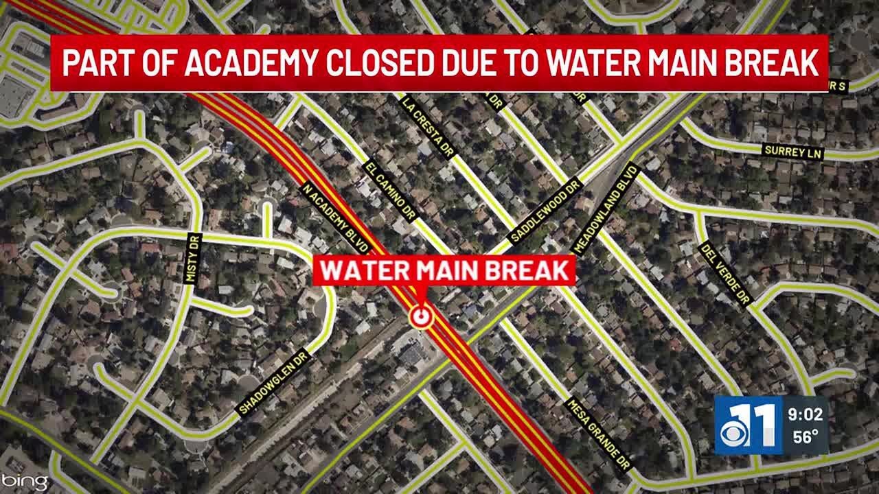 WATCH: Part of Academy closed due to water main break - YouTube