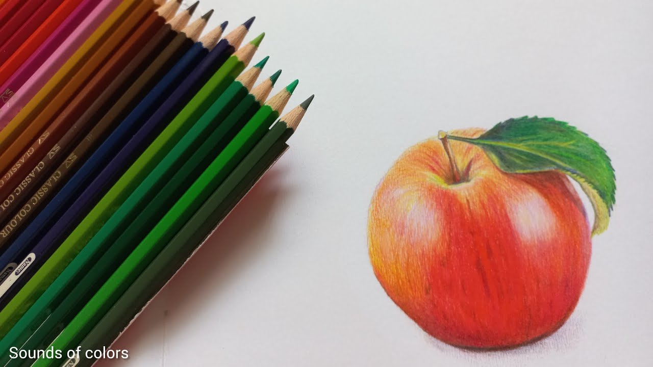 How to Draw an Apple Realistic | How to Draw an Apple with Colored ...