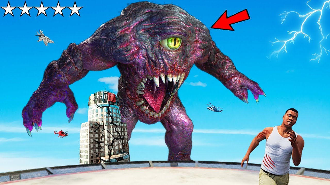GIANT Monster Attack AND Destroys LOS SANTOS In GTA 5 - Biggest Monster ...