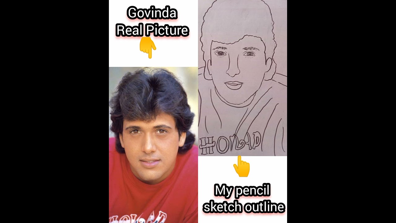 #shorts I tried to draw a pencil sketch outline of govinda potrait ...