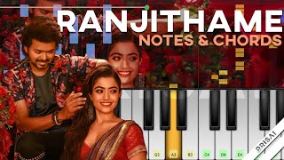 Ranjithame - Keyboard Notes Cover | Varisu | Thalapathy Vijay, Rashmika ...