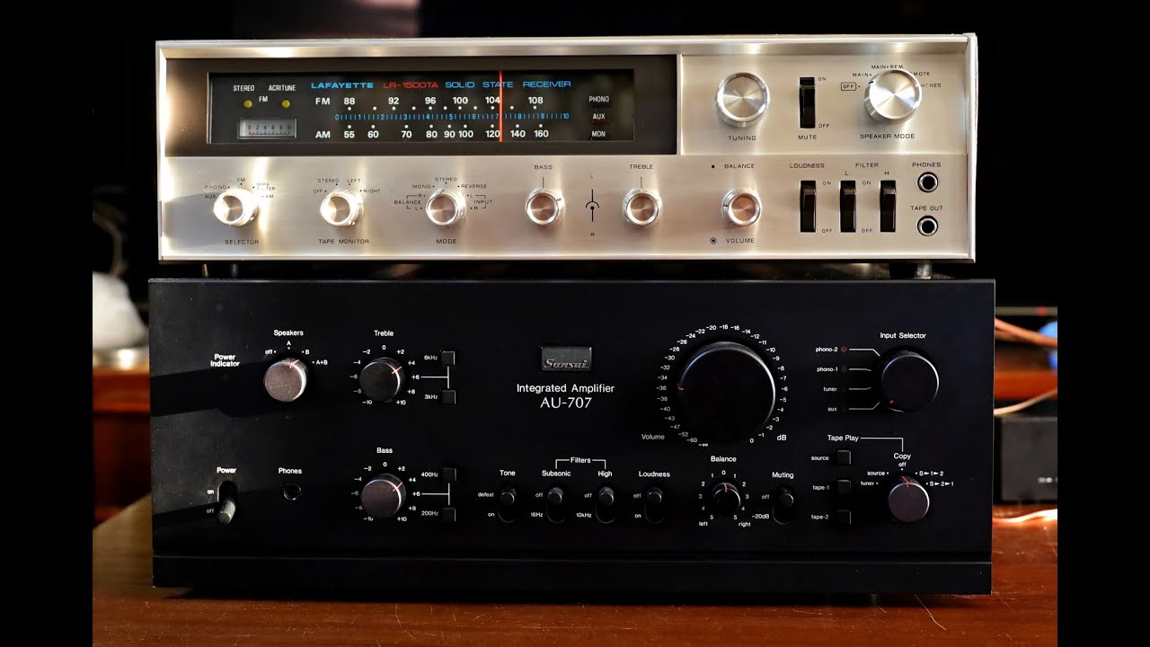 Sansui AU-707 / Lafayette LR-1500TA Сравнение - YouTube