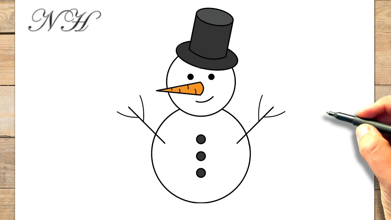 Comment dessiner un bonhomme de neige facile - YouTube