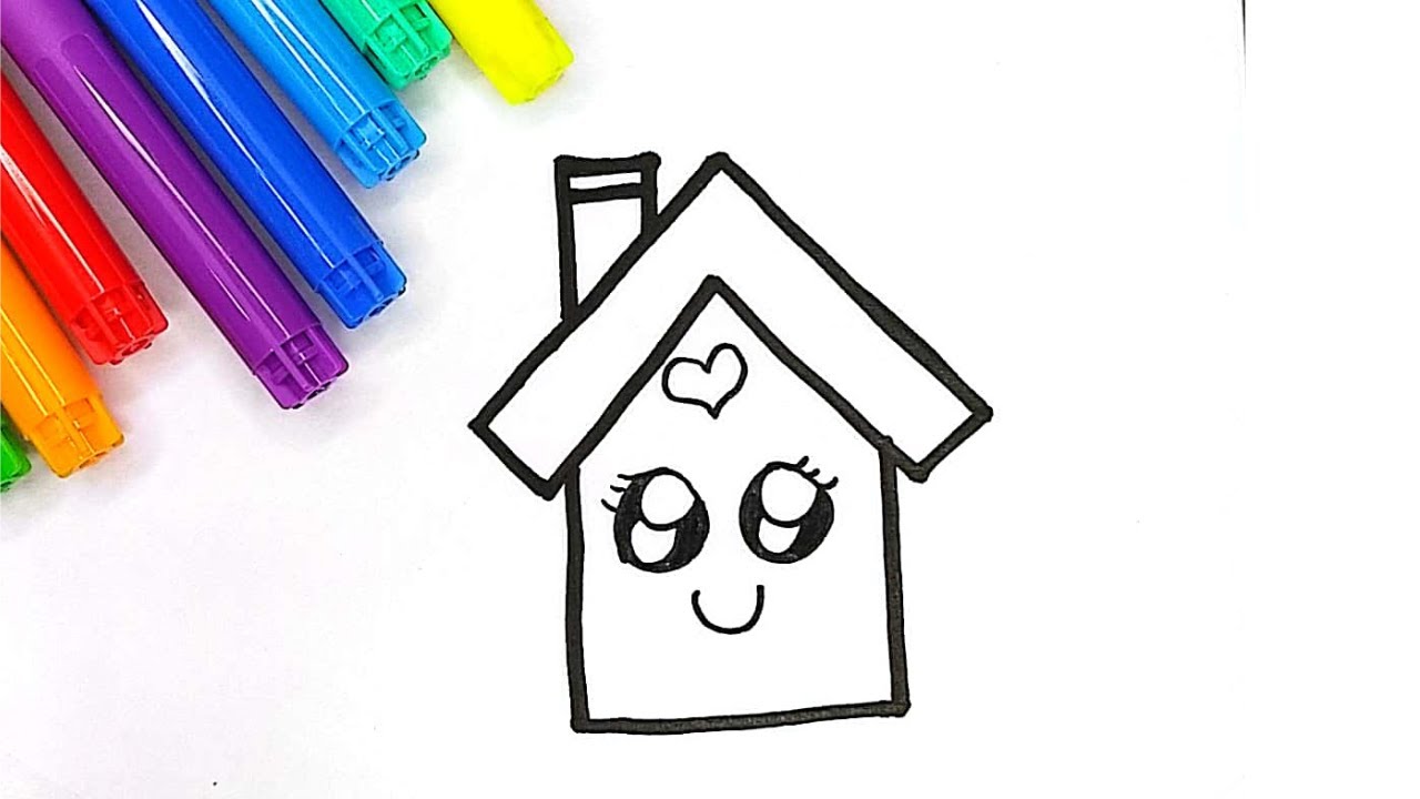 Easy Drawing a Cute Simple House for Kids - YouTube
