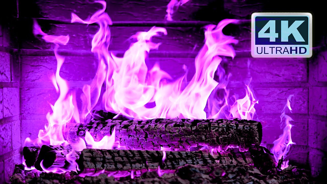 🔥 PURPLE FIRE 4K. Magic Fireplace with Crackling Fire Sounds - YouTube