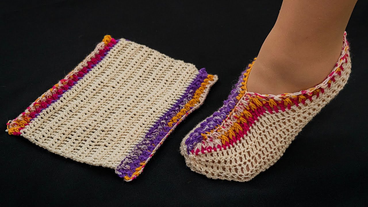How to crochet slippers from a rectangle for beginners! - YouTube