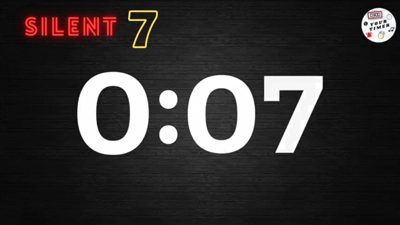 7 Second Countdown Timer silent/quiet with Black Background ...