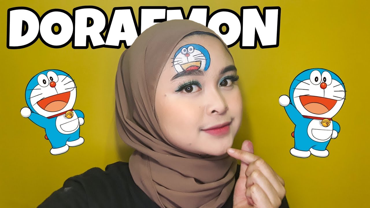 TUTORIAL SINGKAT MAKEUP DORAEMON | FACE PAINTING DORAEMON | kika ...