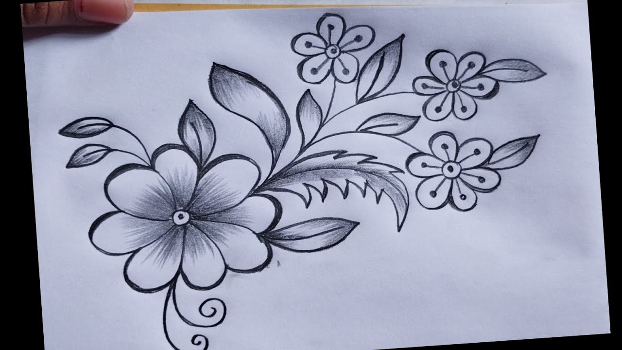 How to draw flower border design | Project design by pencil|A4 sheet ...