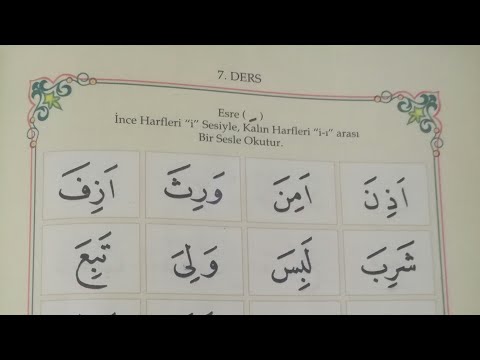 7. Ders Kur'an harflerinin harekeli ( üstün -esre)  kelime olarak okunuşu