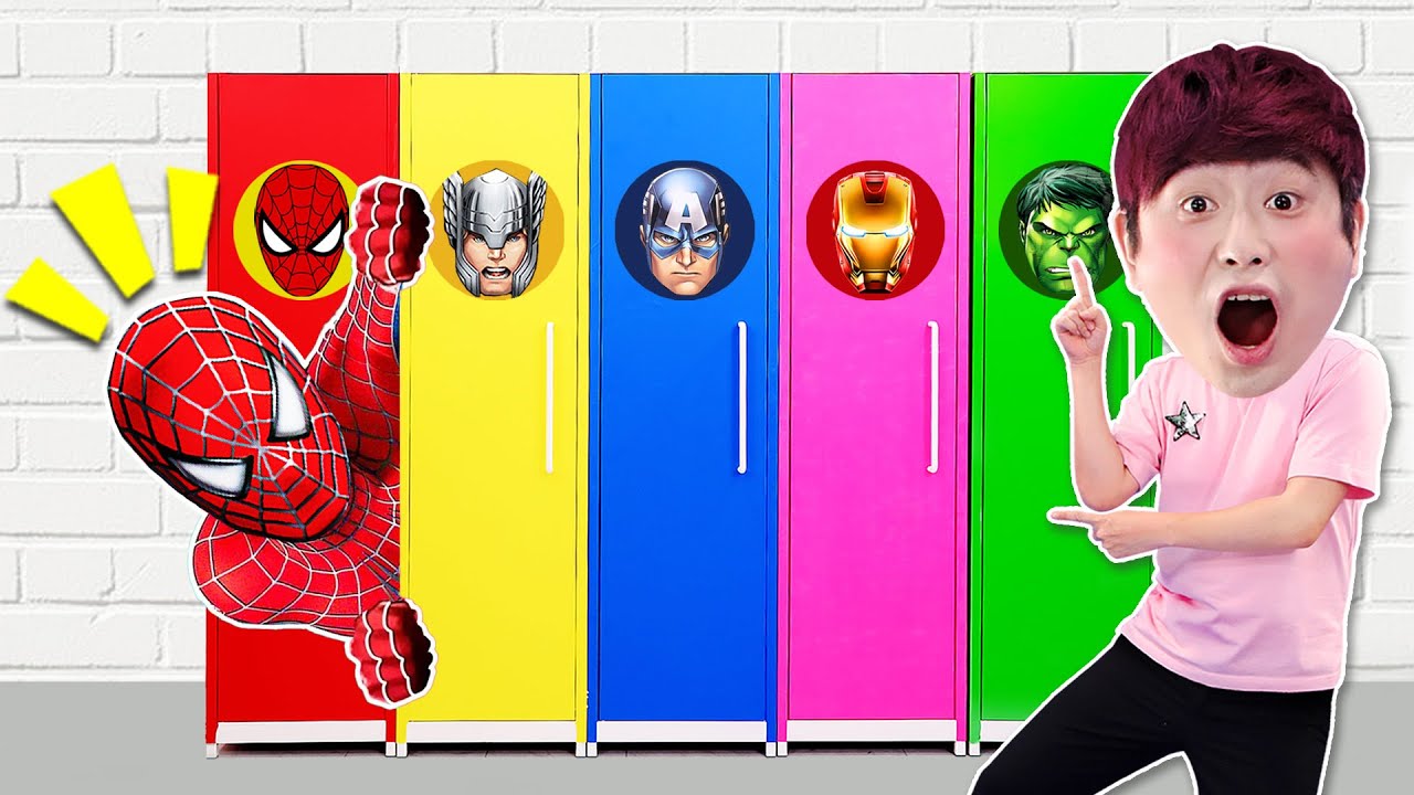 SuperHeroes and Magic locker 마법캐비닛을 열면 슈퍼히어로로 변신하기 모아보기 - YouTube