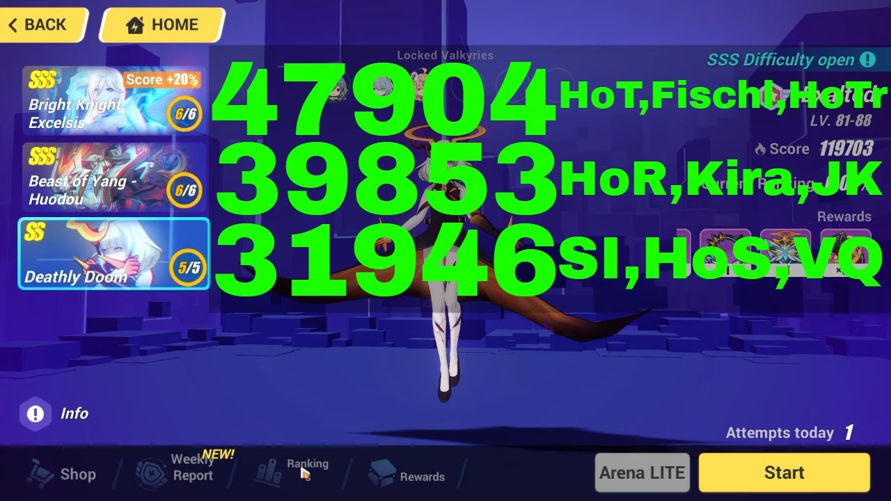 Honkai Impact 3 Exalted MA Top 100 - SSS BKE, SSS Huodou, Doom [119703 ...