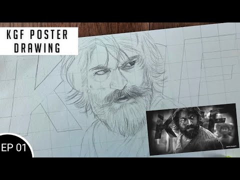 How To Draw KGF | Chapter 2 Poster Step by Step Outline Tutorial for ...