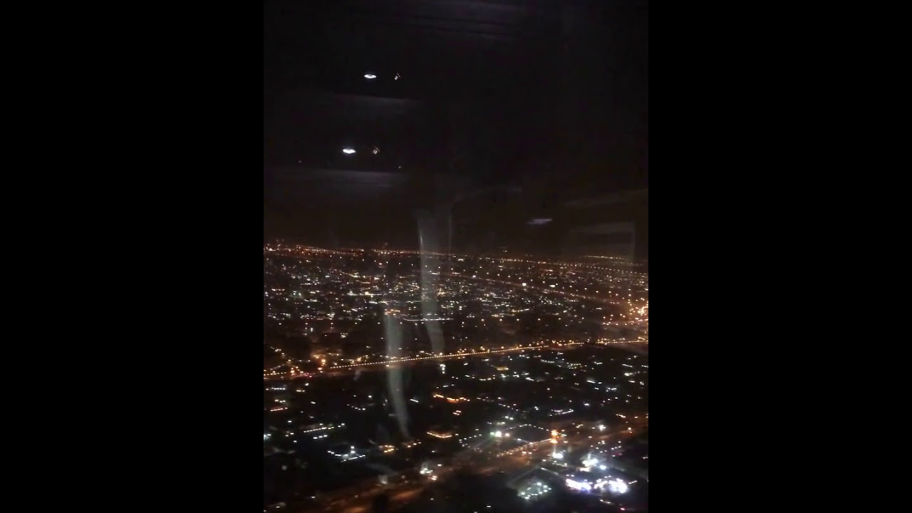 Emirates A380 landing in the Dubai Airport . Night view, the amazing ...