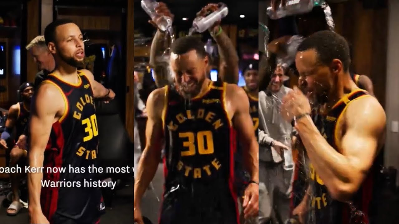 Steph Curry HILARIOUS surprise shower in locker room after 4000 career ...