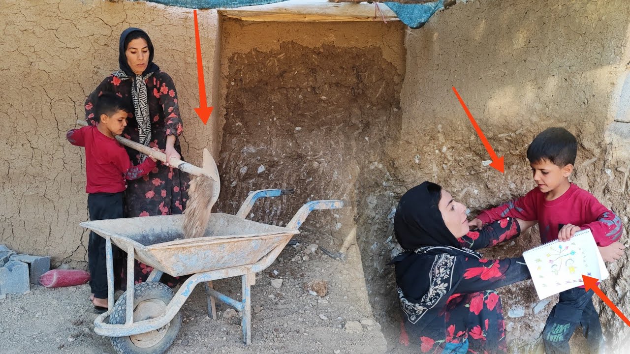 The Wonder of the Cave: Heroic mother and an orphaned child next to a ...