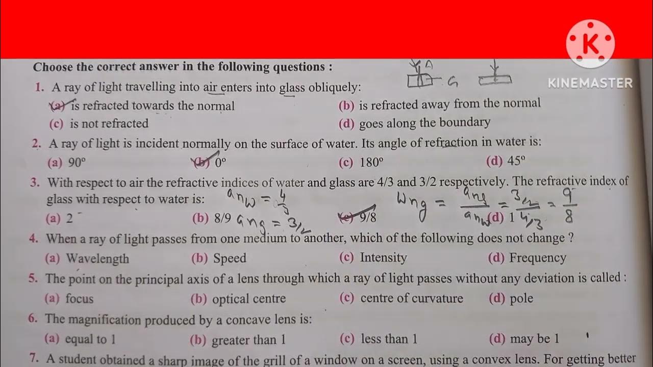 10 Science Ch-10 Light Multiple Choice Questions - YouTube