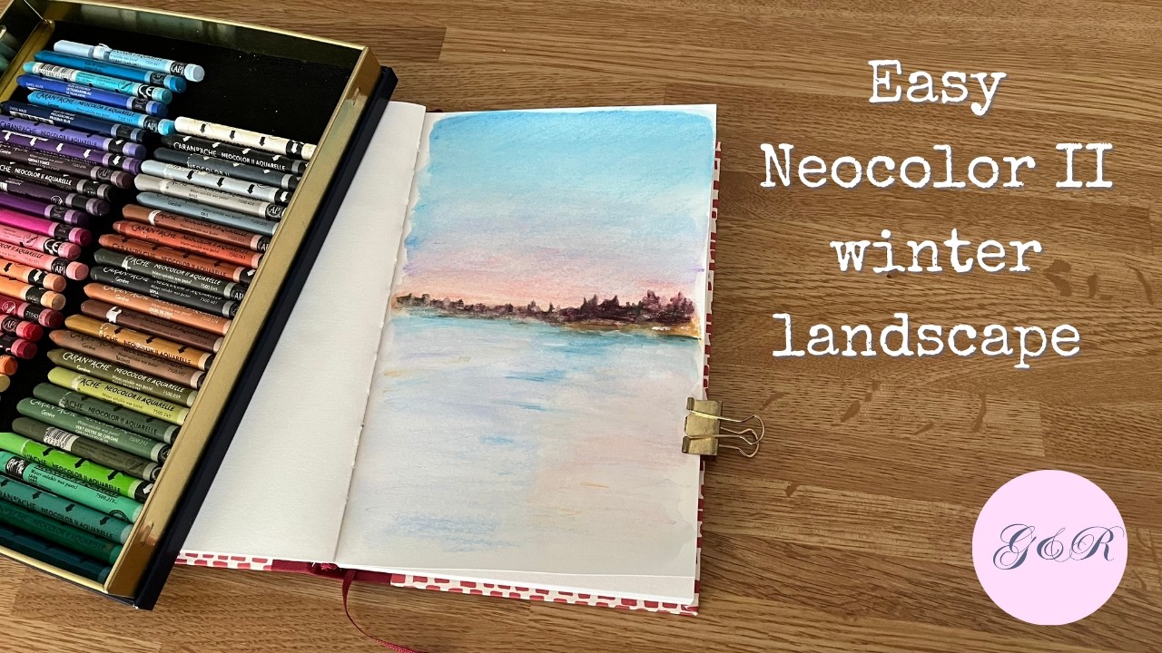 How to Draw a Winter Sunset with Caran d’Ache Neocolor II | Easy Water ...
