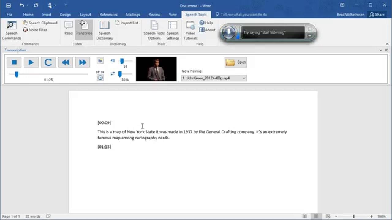 Transcription demo in Microsoft Word with Speech Tools - YouTube