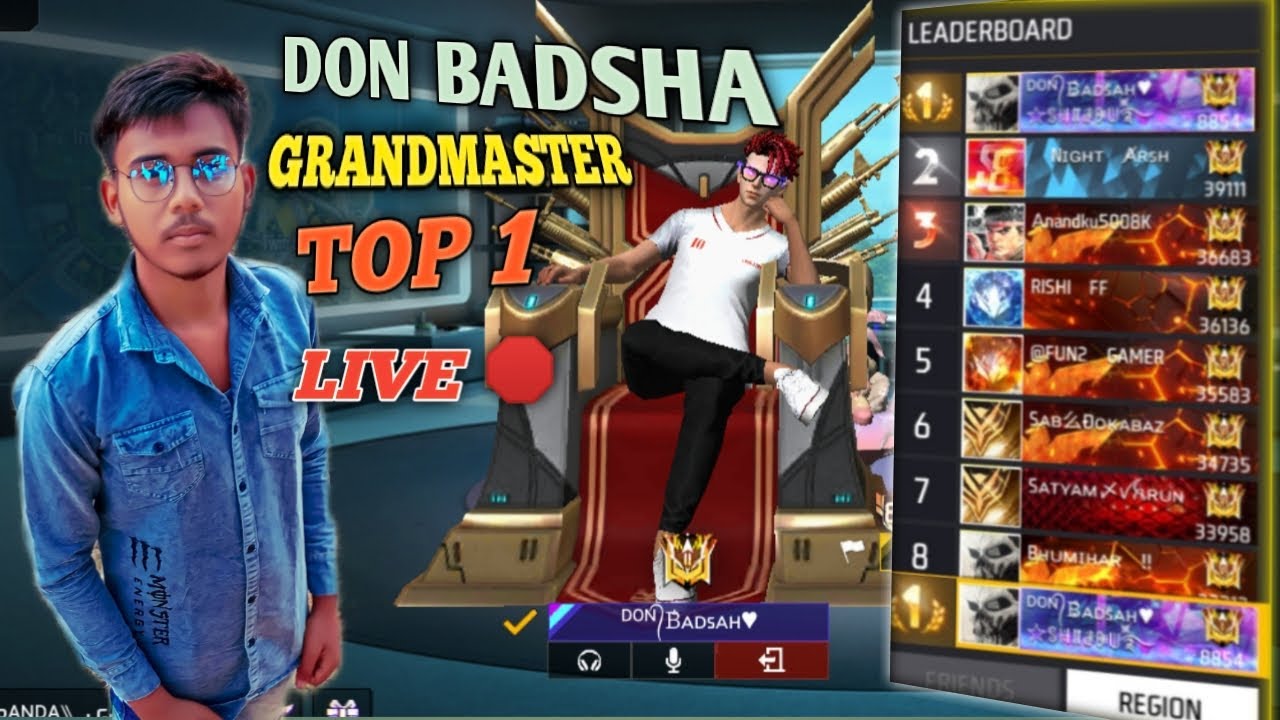 Grandmaster Top 1 Br Rank Push DON BADSHA Live 🛑Free Fire - YouTube