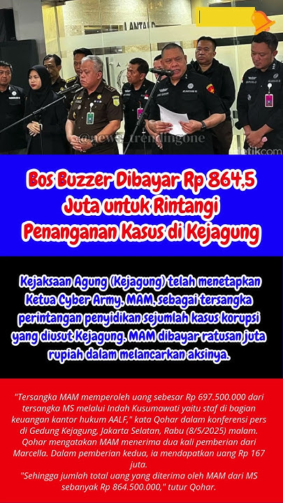 Bos Buzzer Dibayar 864,5Jt untuk Rintangi Penanganan Kasus diKejagung #shorts #kriminal # ...