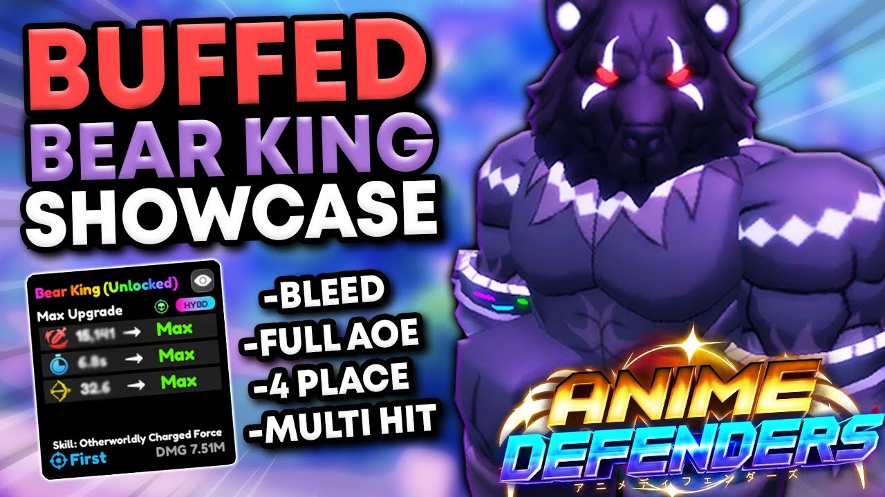 *BUFFED* EVO BEAR KING SHOWCASE (INSANE) In Anime Defenders - YouTube