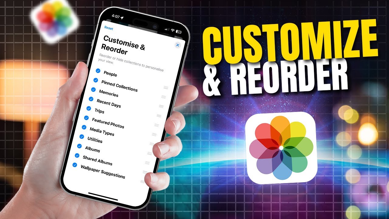 How to Modify & Reorder Photos App in iPhone iOS 18 | Manage Photos in ...