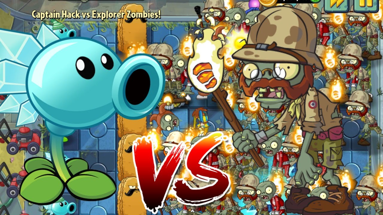 Plants vs Zombies 2 Epic Hack : Snow Giant Fire Pea vs Explorer Zombies ...