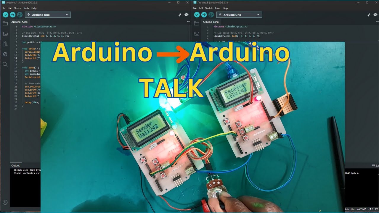 Arduino to Arduino UART Tutorial: Control LED with Pot & LCD! - YouTube
