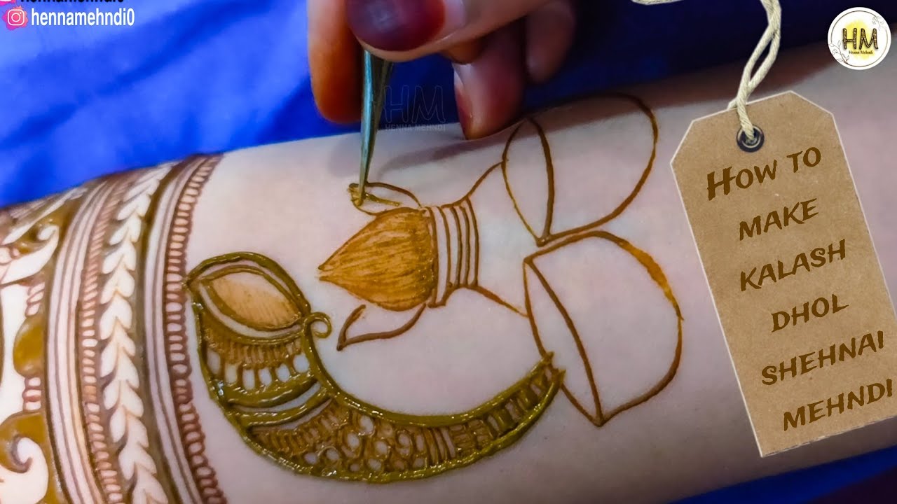 How to make KALASH DHOL AND SHEHNAI in mehndi design |bridal mehndi ka ...